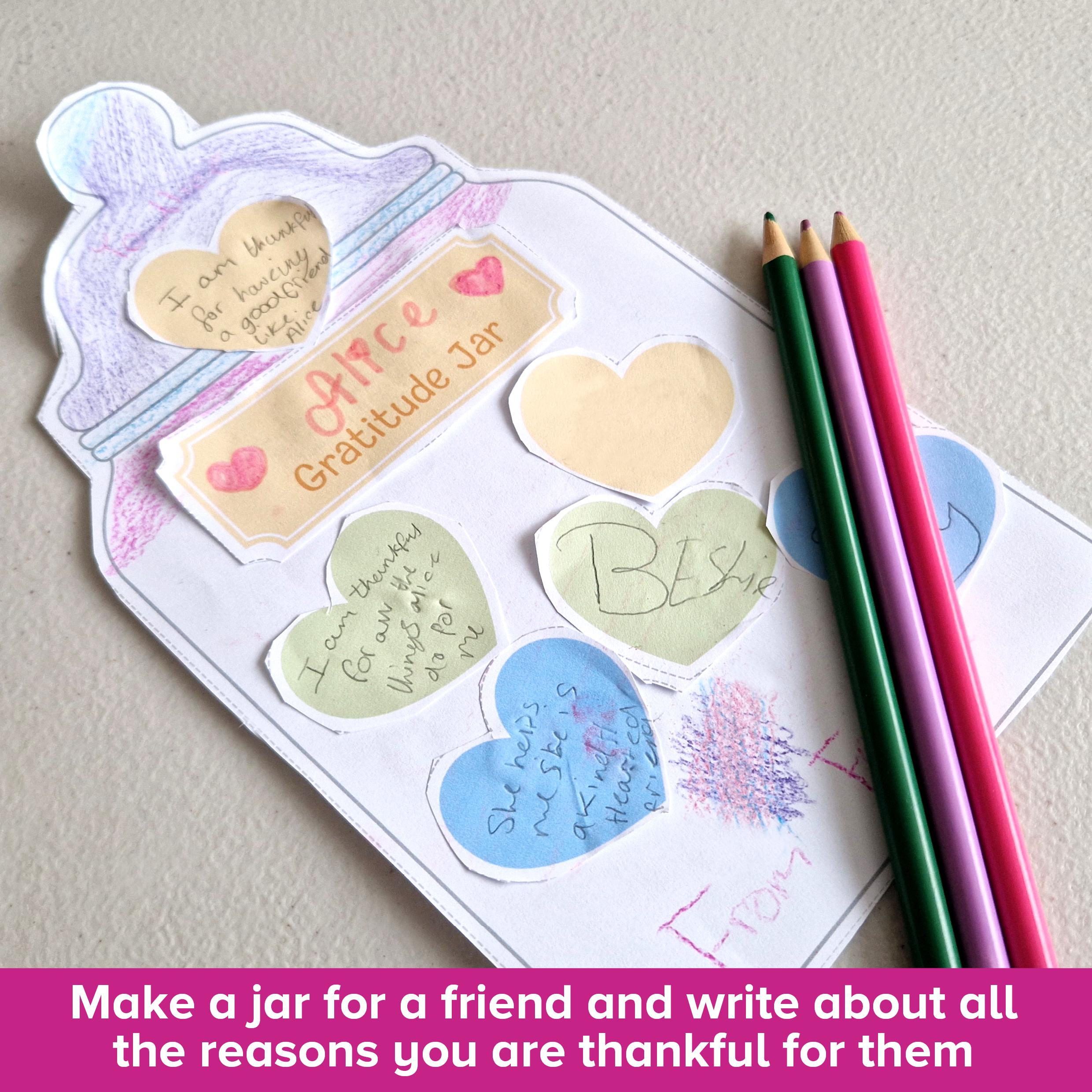 Gratitude Jar Cut & Paste Craft, Thanksgiving Hearts Printable ...