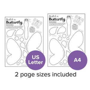 Butterfly Cut & Paste Craft Printable, Spring Bug Color and Build Kit ...