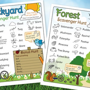 Nature Scavenger Hunt Bundle, 6 Kids Outdoor Treasure Hunt Trails, Find ...