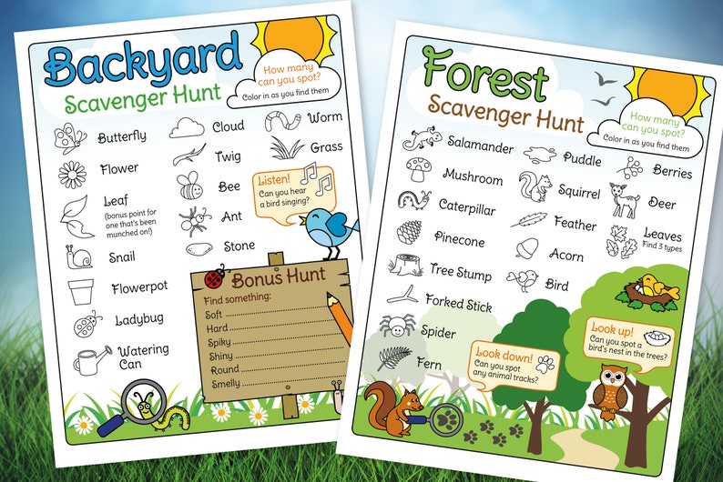 Nature Scavenger Hunt Bundle, 6 Kids Outdoor Treasure Hunt Trails, Find ...