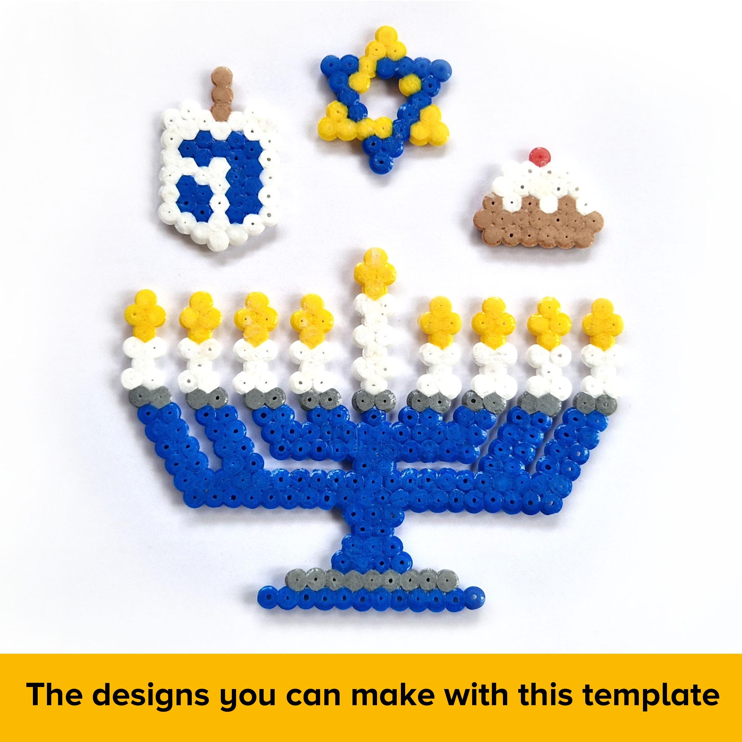 Hanukkah Fuse Bead Template, Jewish Festival Celebration Dreidel Pixel ...