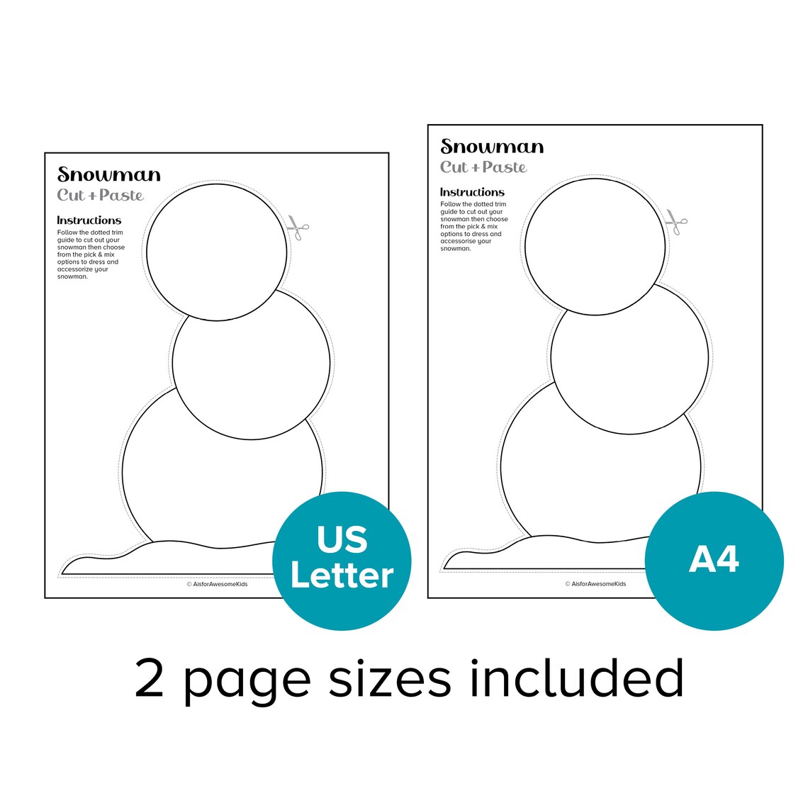 Build a Snowman Craft Printables, Christmas Cut and Paste Winter ...