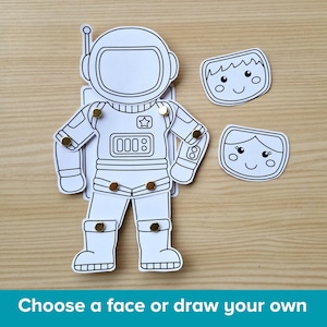Astronaut Split Pin Craft, Color and Build Spaceman Puppet, Kids Paper ...