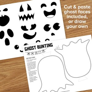 Ghost Bunting Cut & Paste Craft, Halloween Party Decoration Kit, Kids ...