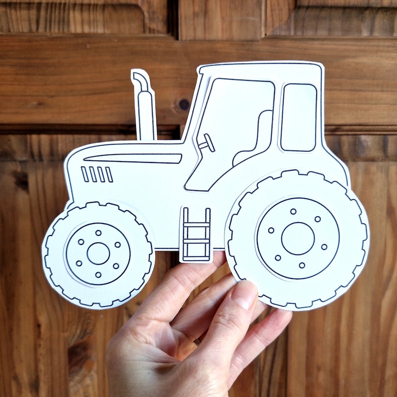 Tractor Cut & Paste Craft Printable, Spring Farmyard Vehicle Color and ...