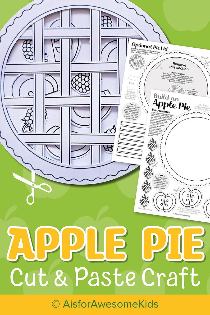Build an Apple Pie Cut & Paste Craft, Fall Dessert Coloring Page ...