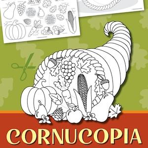 Build a Cornucopia Cut & Paste Craft, Thanksgiving Basket Model, Fall ...