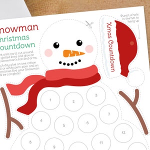 Snowman Christmas Countdown Advent Calendar, Children's Cotton Ball ...