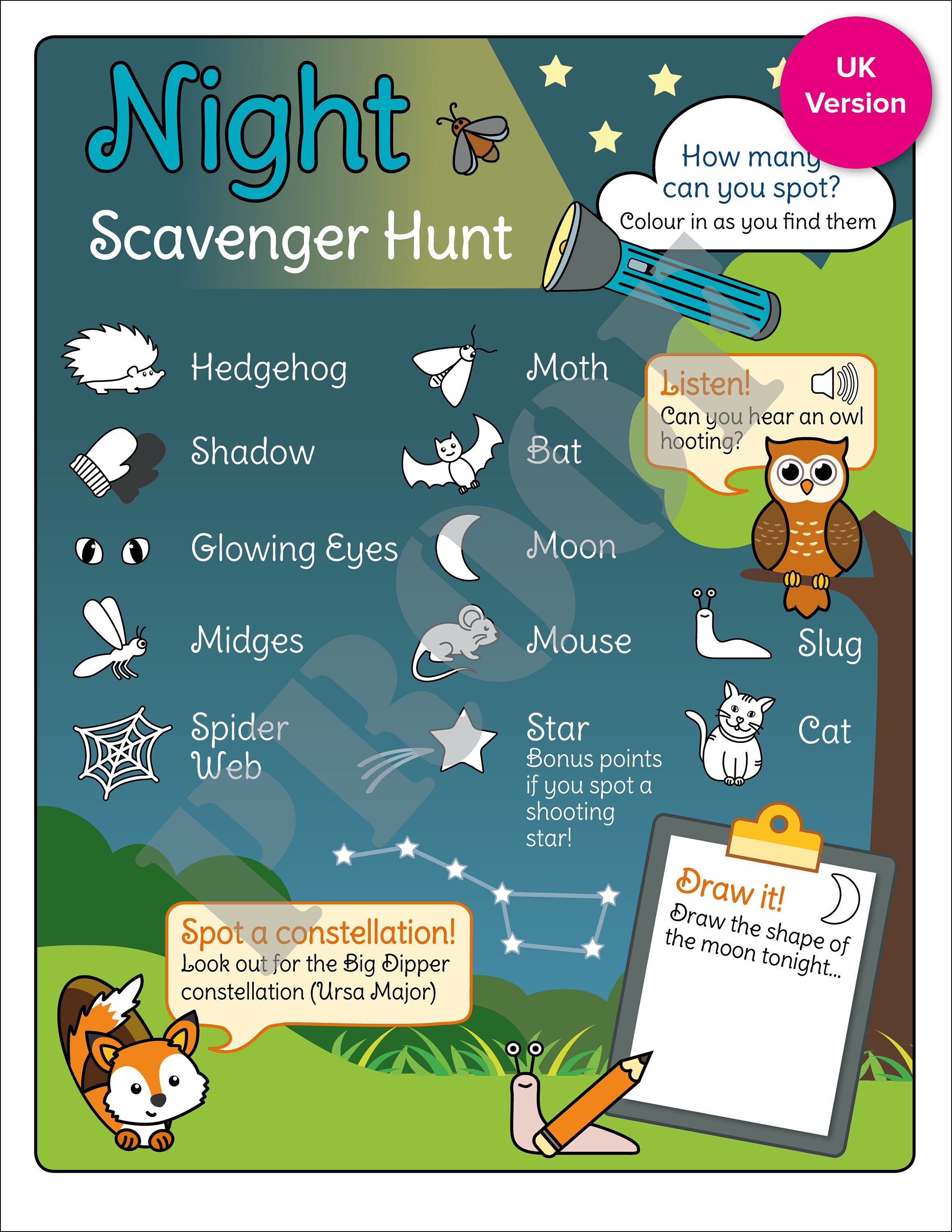 Night Scavenger Hunt Kids Backyard Flash Light Treasure Hunt - Etsy