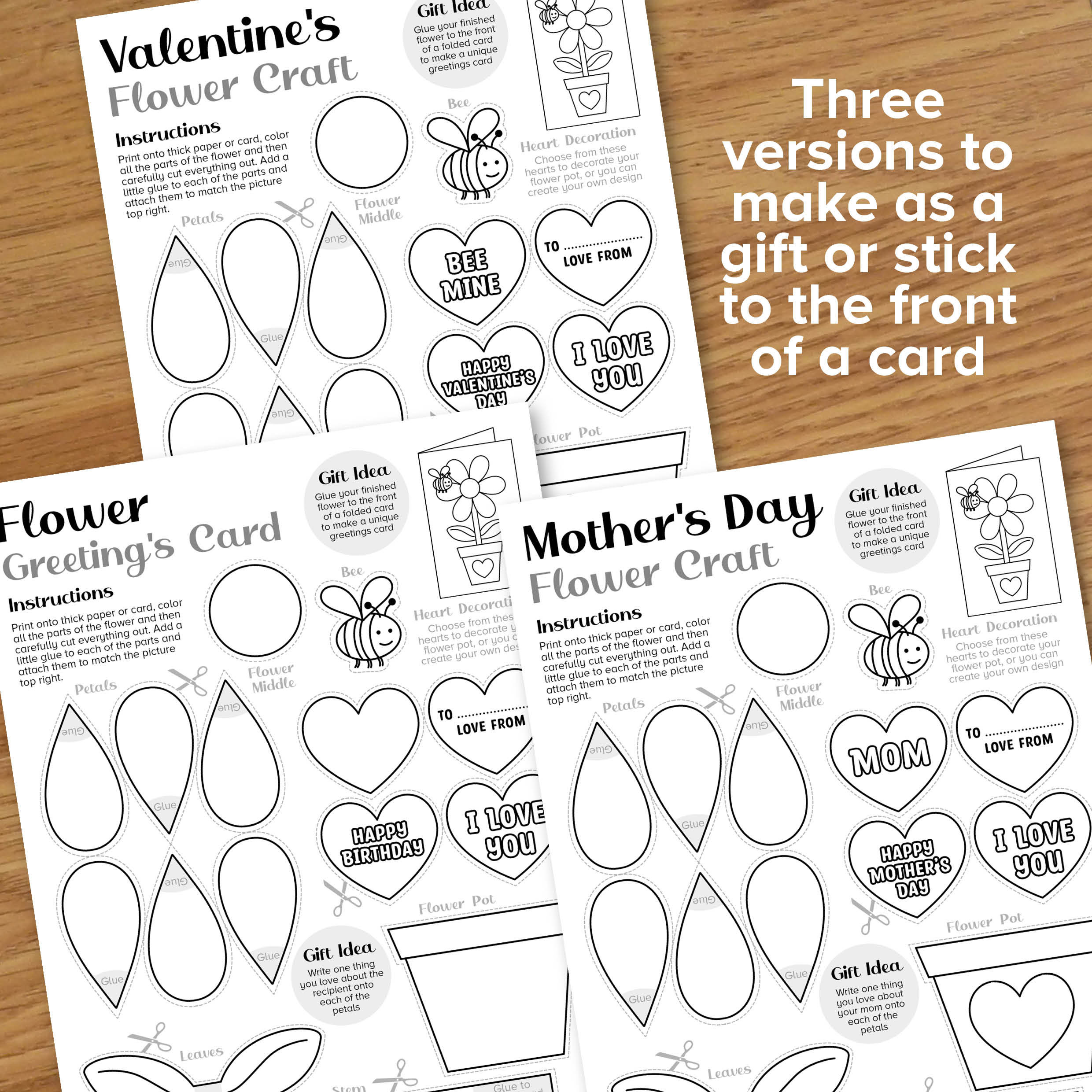 Flower Cut & Paste Craft Printable, Birthday Coloring Art Activity ...