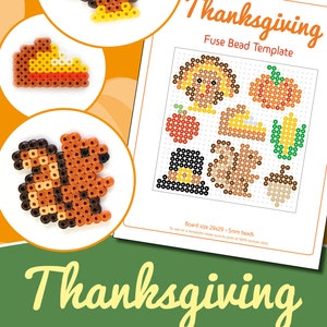 Thanksgiving Fuse Bead Template, Hama Perler Nabbi Beads Turkey Craft ...