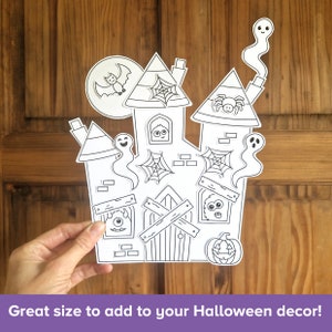 Haunted House Cut & Paste Craft, Build a Halloween Mansion Coloring ...