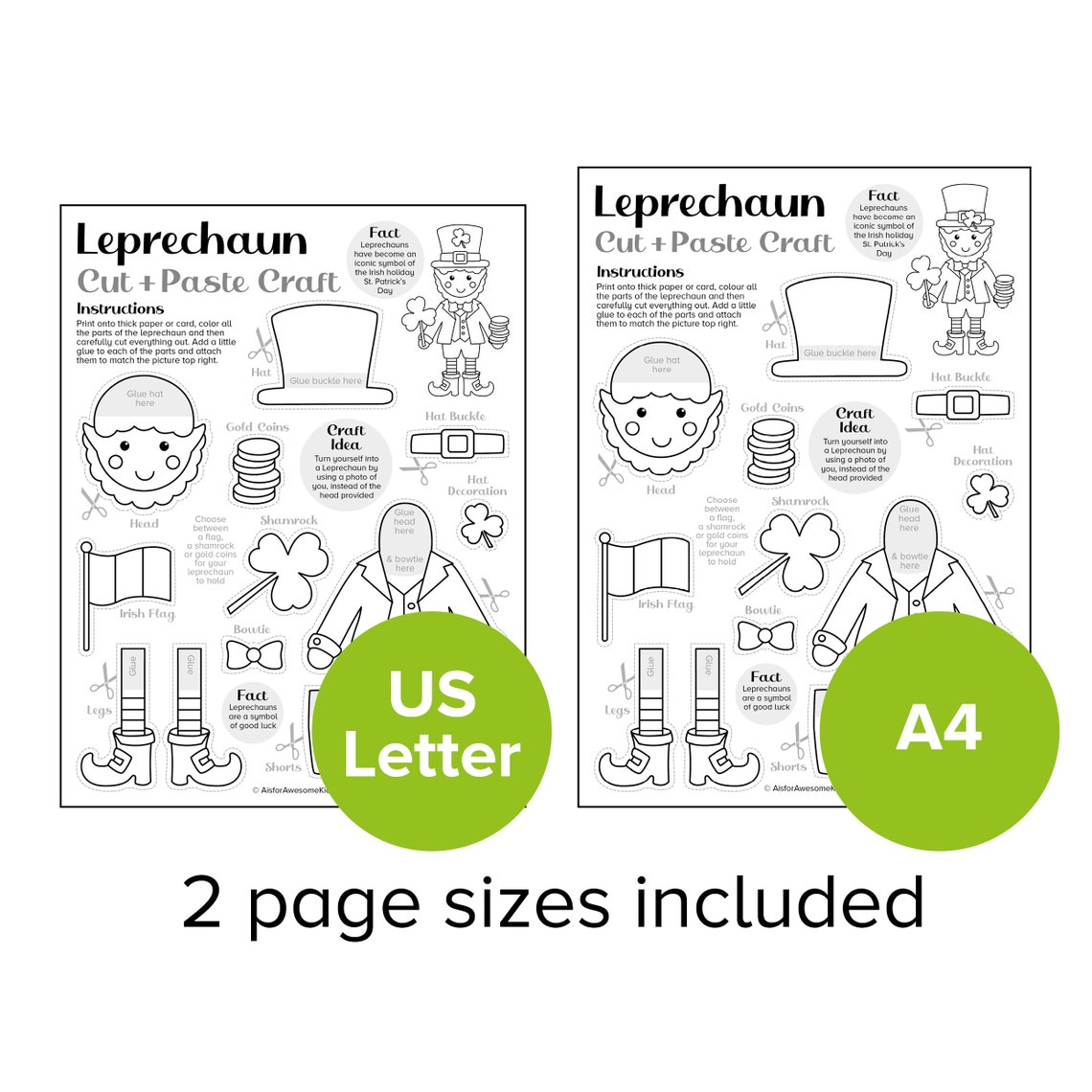 Leprechaun Cut & Paste Craft, St Patrick's Day Irish Sprite Paper Doll ...