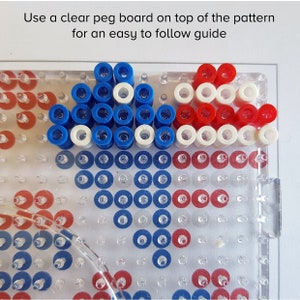 USA Hearts Fuse Bead Template, 4th July Patriotic American Flag Craft ...