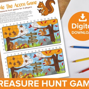 Hide the Acorn Fall Treasure Hunt Game, Kids Autumn 2 Player Paper ...