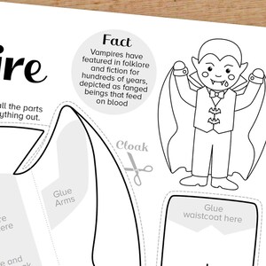 Build a Vampire Cut & Paste Craft, Halloween Paper Doll Model Coloring ...