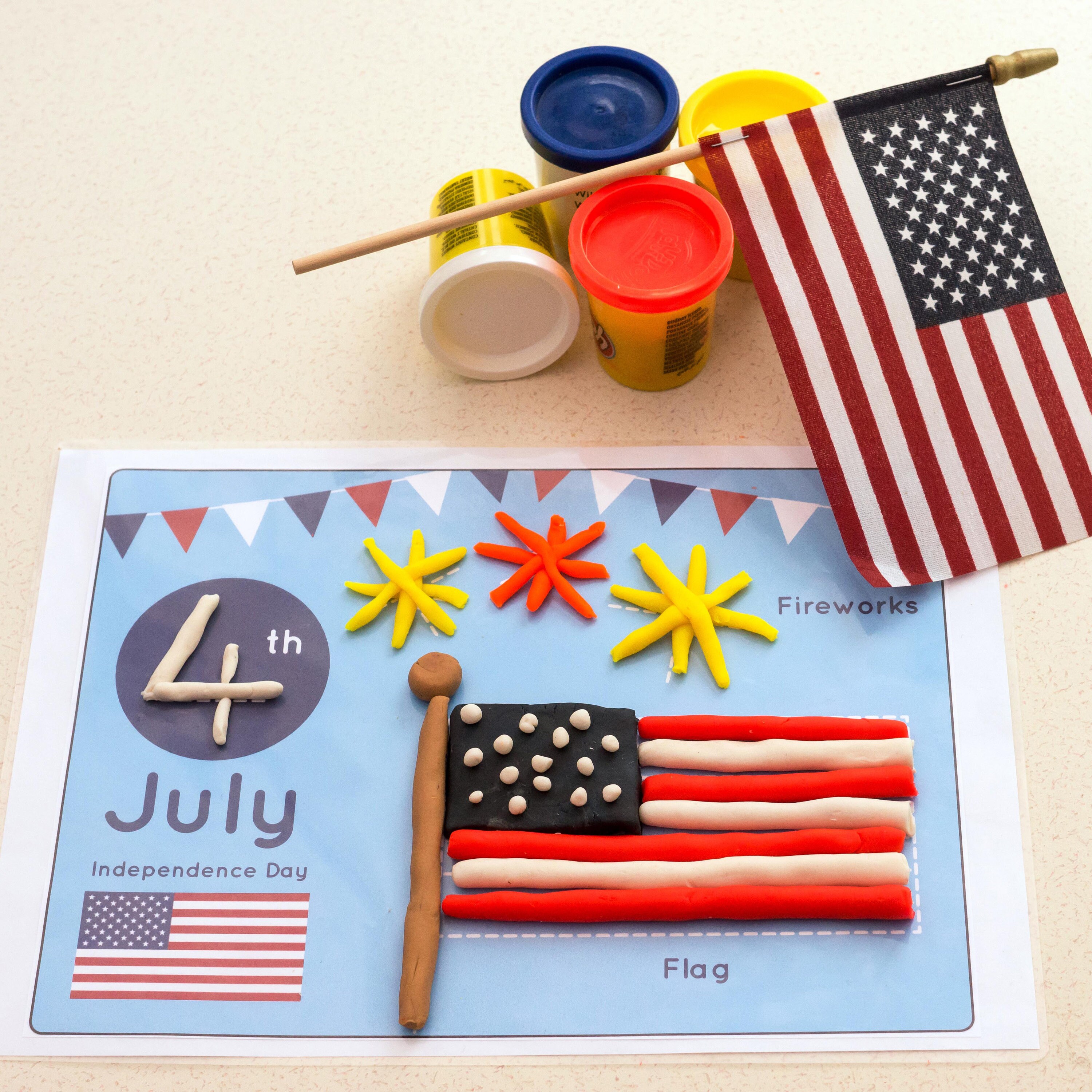 4th July Play Dough Mat, American Flag Independence Day Celebration ...