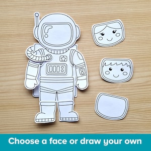 Astronaut Cut & Paste Craft, Color and Build Spaceman Puppet, Kids ...