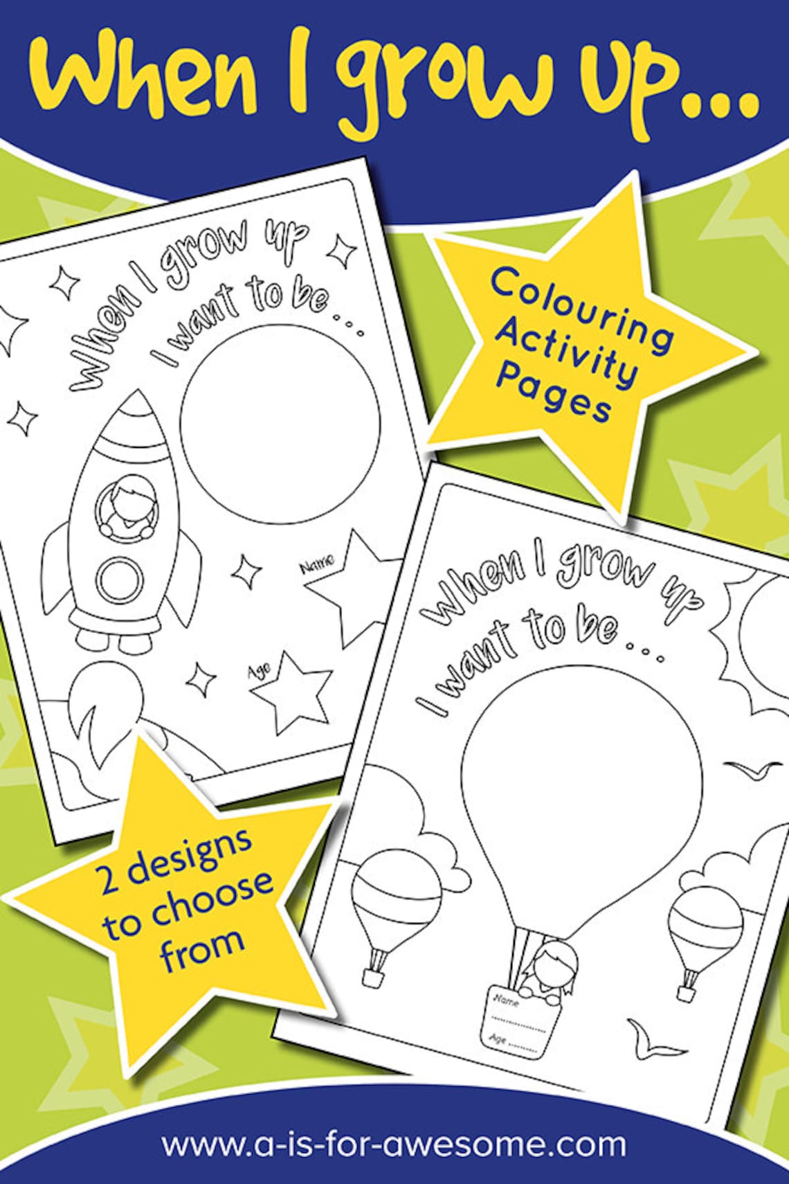 When I Grow up Worksheet, Kids Drawing Prompt Poster, Childrens Rocket ...