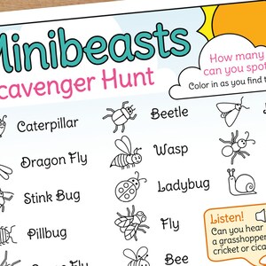 Minibeasts Scavenger Hunt, Kids Spot & Color Insect Nature Walk ...