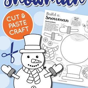 Snowman Cut & Paste Craft, Christmas Color and Build Kit, Paper Doll ...
