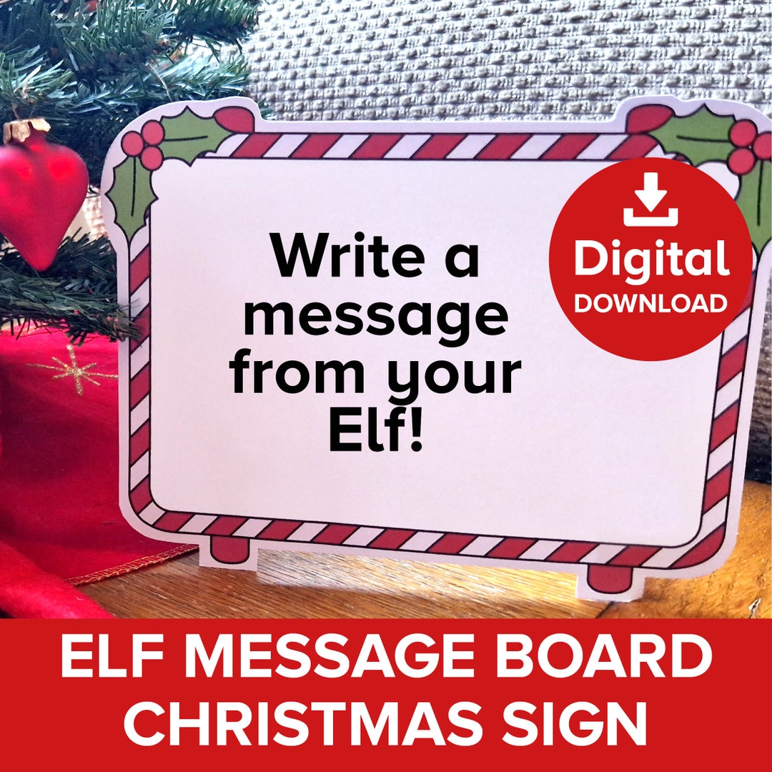 Christmas Elf Message Board Printable, Xmas Sign Post Accessory, Elves ...