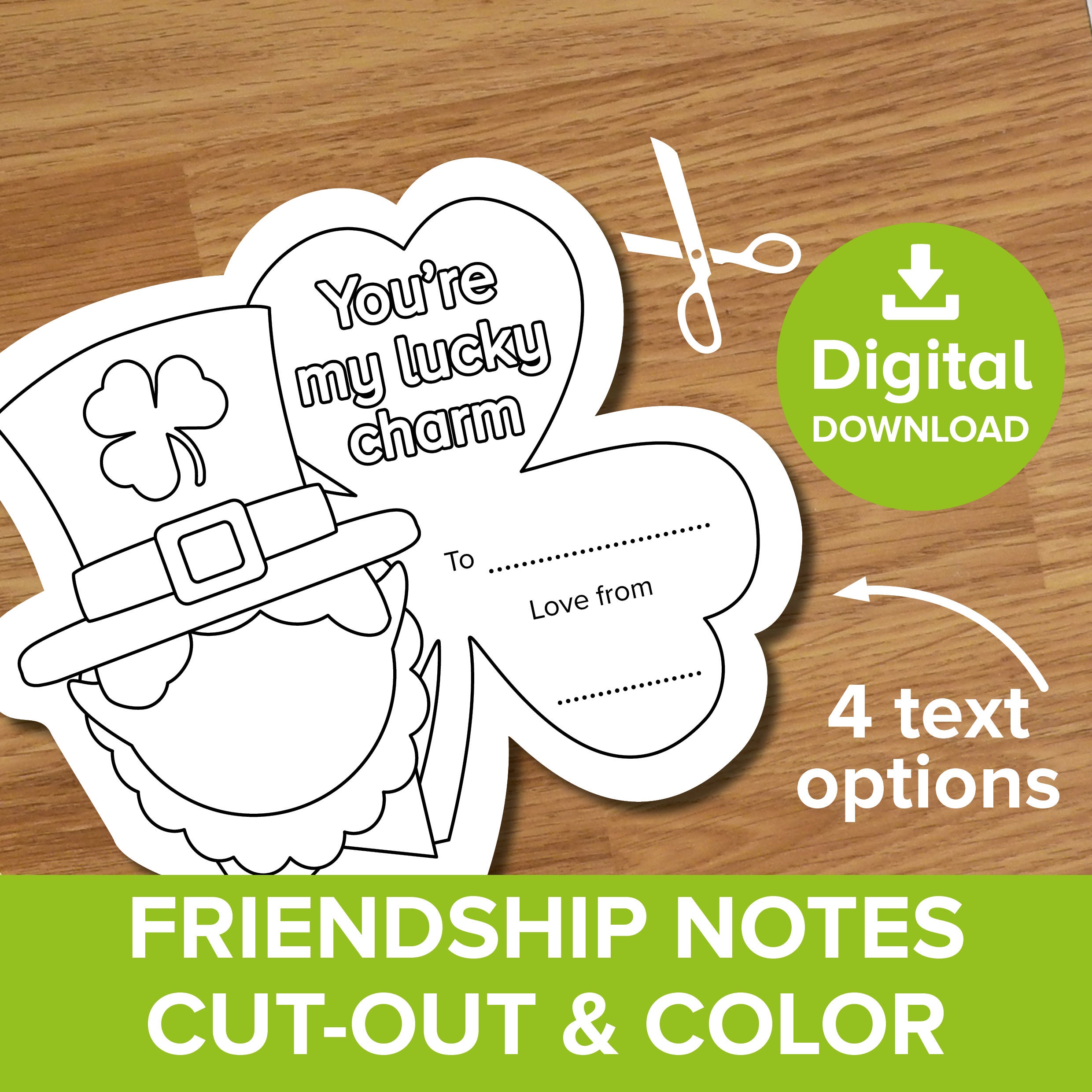 St Patrick's Day Friendship Notes, Leprechaun Cut & Color Love Letter ...
