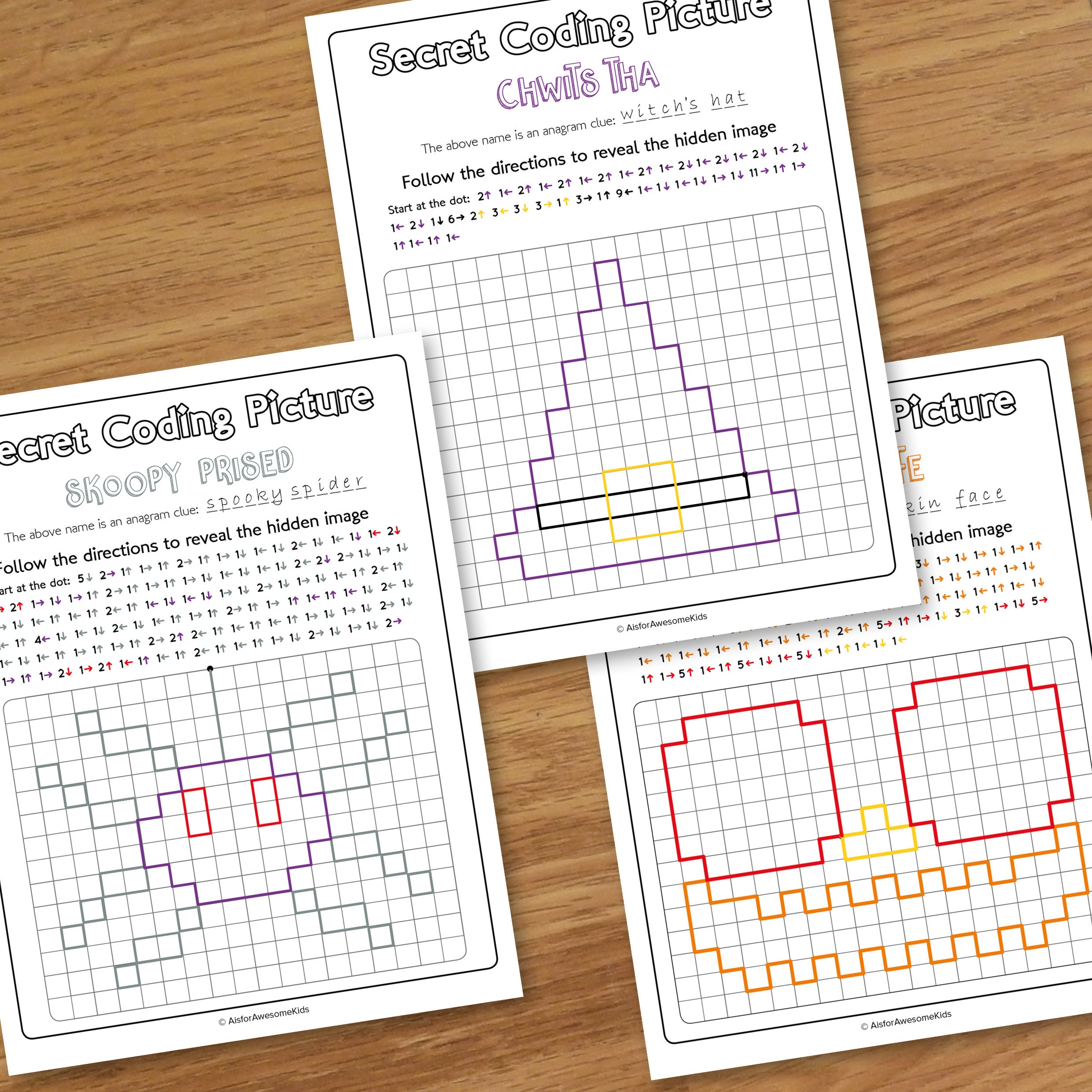 Halloween Coding Worksheets, Spooky Picture Reveal Challenge, Pumpkin ...