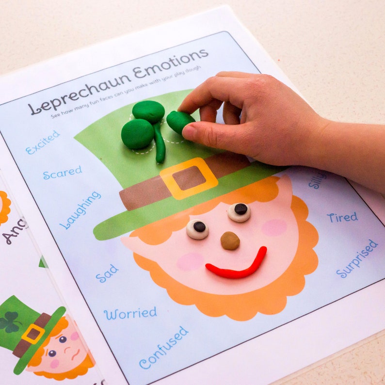 Exploring Emotions Leprechaun Play Dough Mat, Kids St Patrick's Day ...