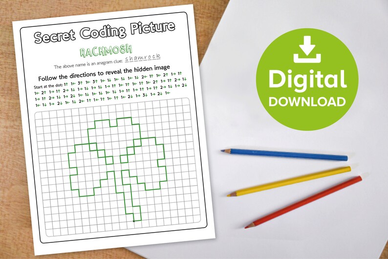 St Patrick's Day Coding Worksheets, Ireland Picture Reveal Irish Pixel ...