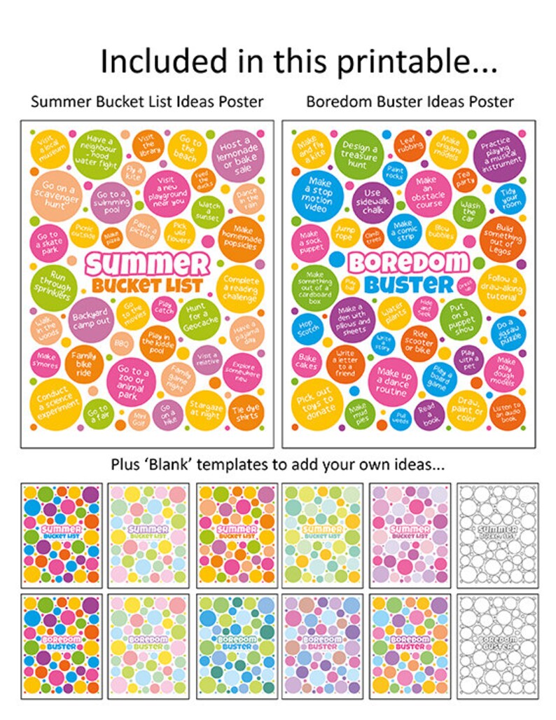 Summer Bucket List Boredom Busters, Kids School Break Activity Planner ...