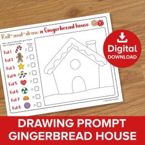 Roll & Draw a Gingerbread House Drawing Prompt Activity, Kids Christmas ...