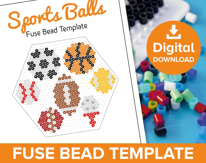 Sports Balls Fuse Bead Template, Football Soccer Basketball Baseball ...