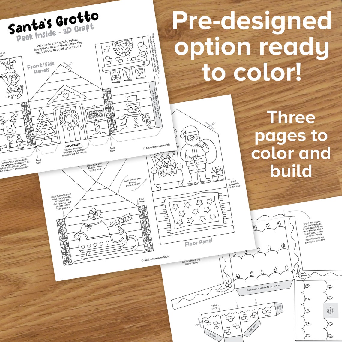 Santa's Grotto 3D Craft Project, Secret Room Paper Dolls House, Father ...