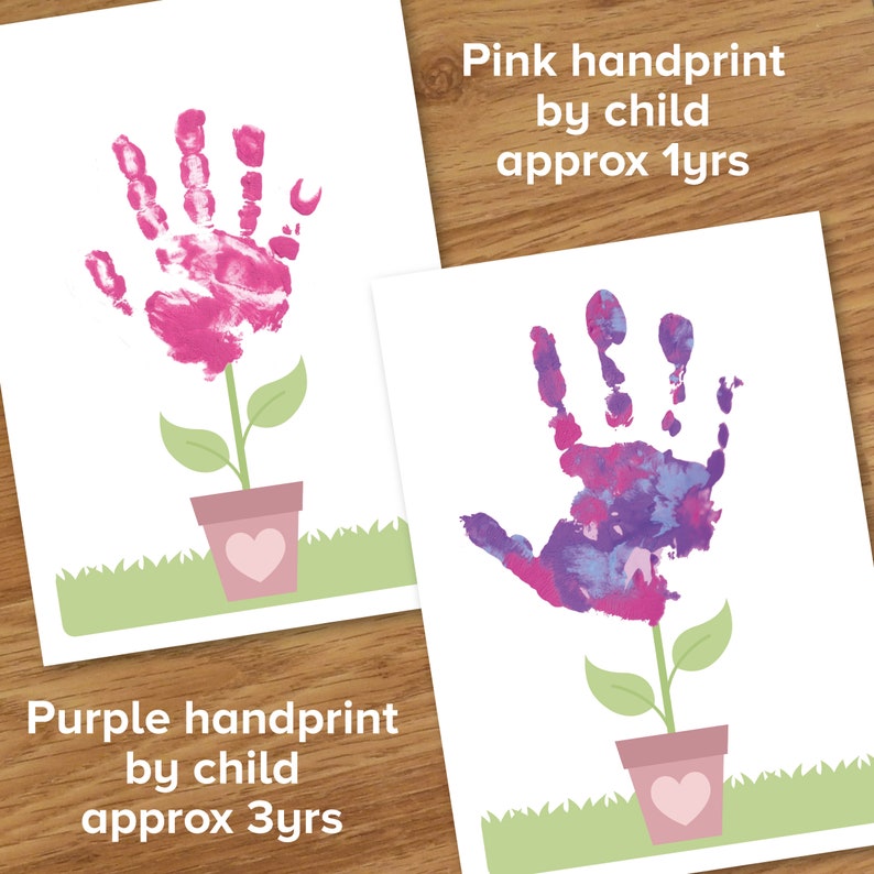 Flower Handprint Cards, Mother's Day Flowerpot Craft, Kids Fingerprint ...