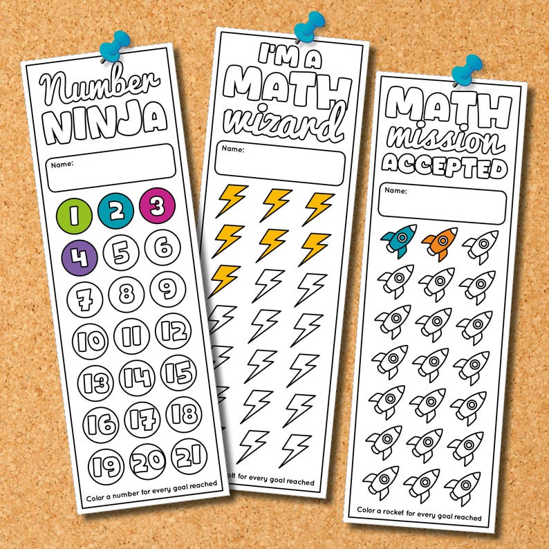 Math Tracker Star Chart Bookmarks, Children's Number Challenge ...