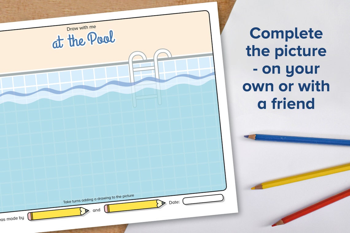 Summer Drawing Prompt Scenes, Kids Doodle Worksheet, Children's Draw ...