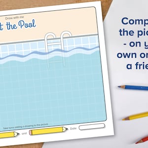 Summer Drawing Prompt Scenes, Kids Doodle Worksheet, Children's Draw ...