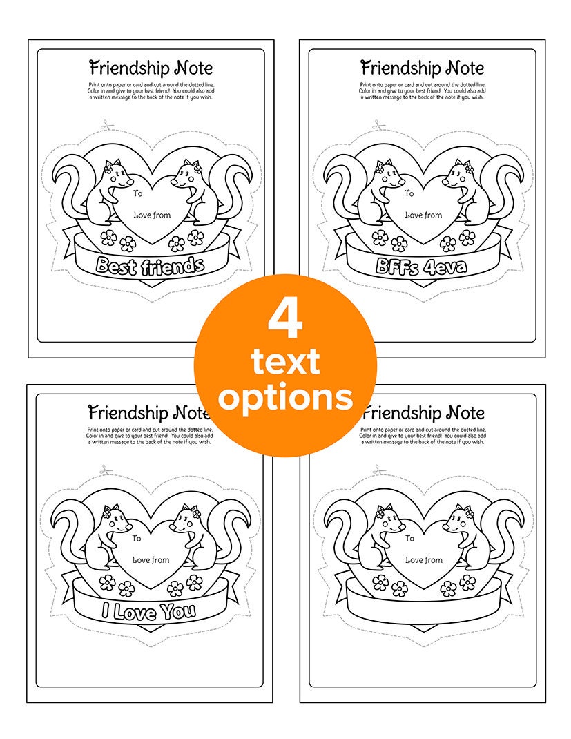 Valentine's / Friendship Note Bundle, Kids Cut-out & Color Animal Puns ...
