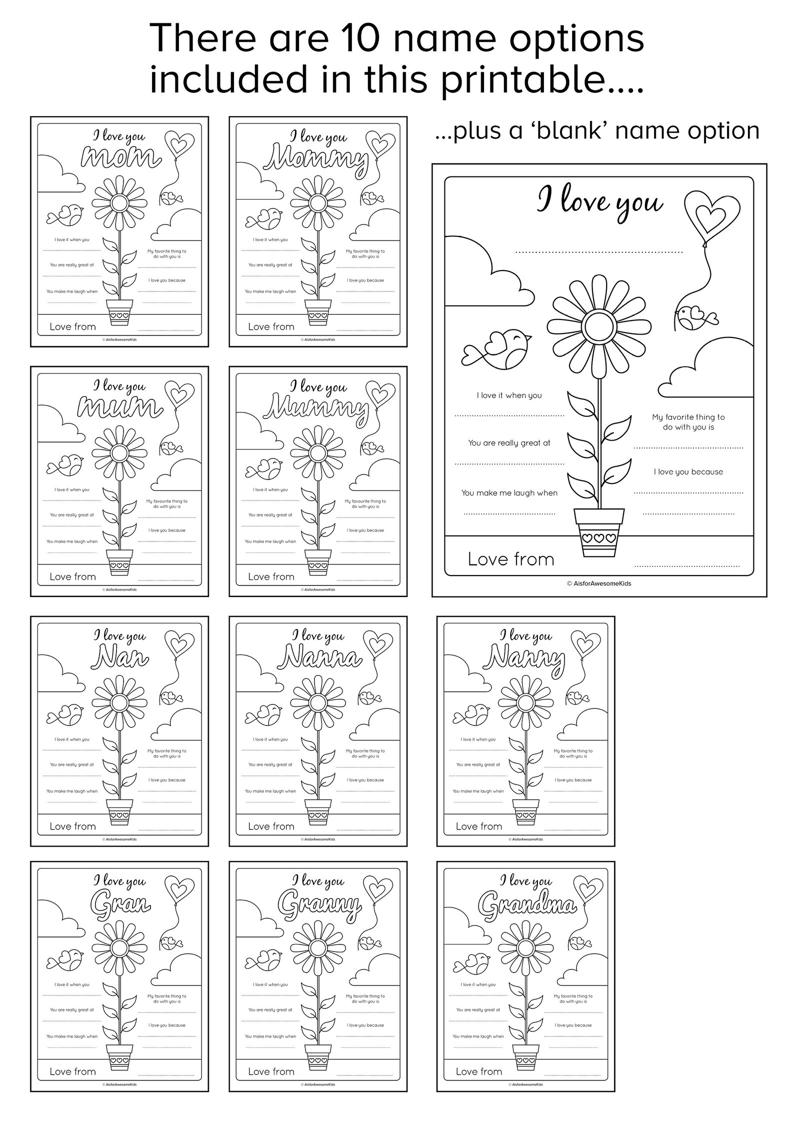 I Love You - Love Notes, Kids BFF Valentine's Letter Writing Prompt ...