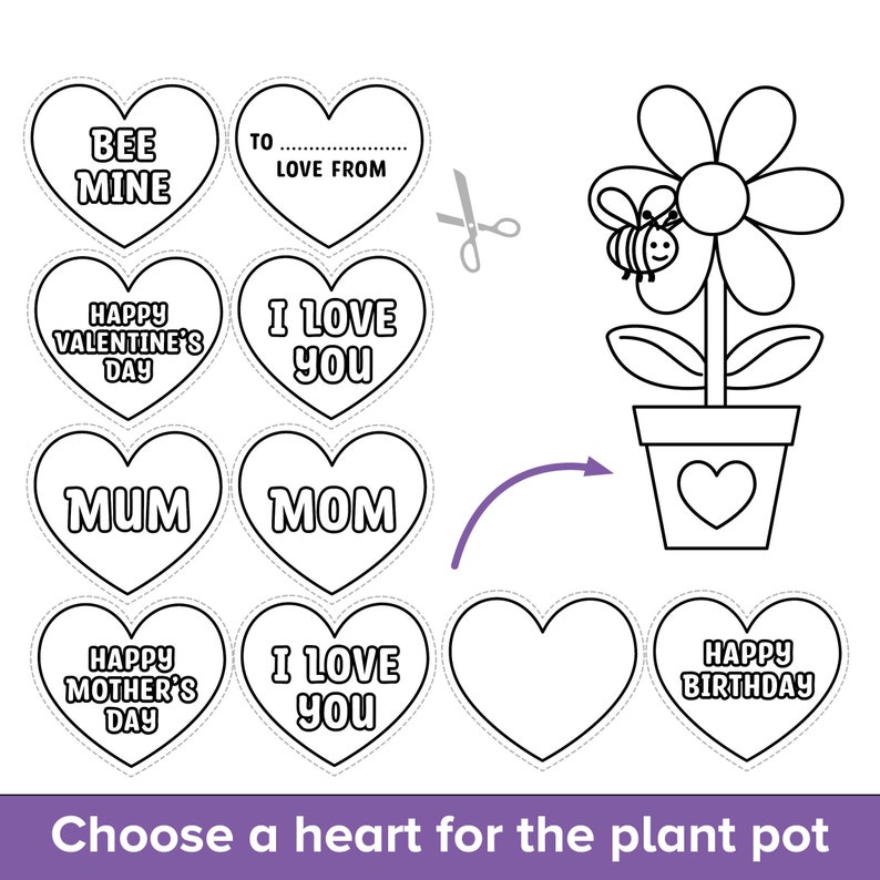 Flower Cut & Paste Craft Printable, Birthday Coloring Art Activity ...