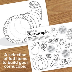 Build a Cornucopia Cut & Paste Craft, Thanksgiving Basket Model, Fall ...