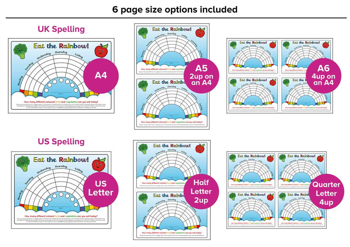 Eat the Rainbow Childrens Healthy Eating Reward Chart Kids - Etsy