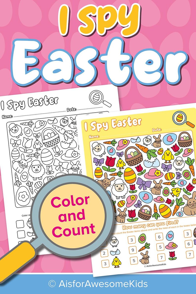 Easter I Spy Worksheet, Spring Eye Spy Color and Count Challenge ...