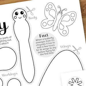 Butterfly Cut & Paste Craft Printable, Spring Bug Color and Build Kit ...