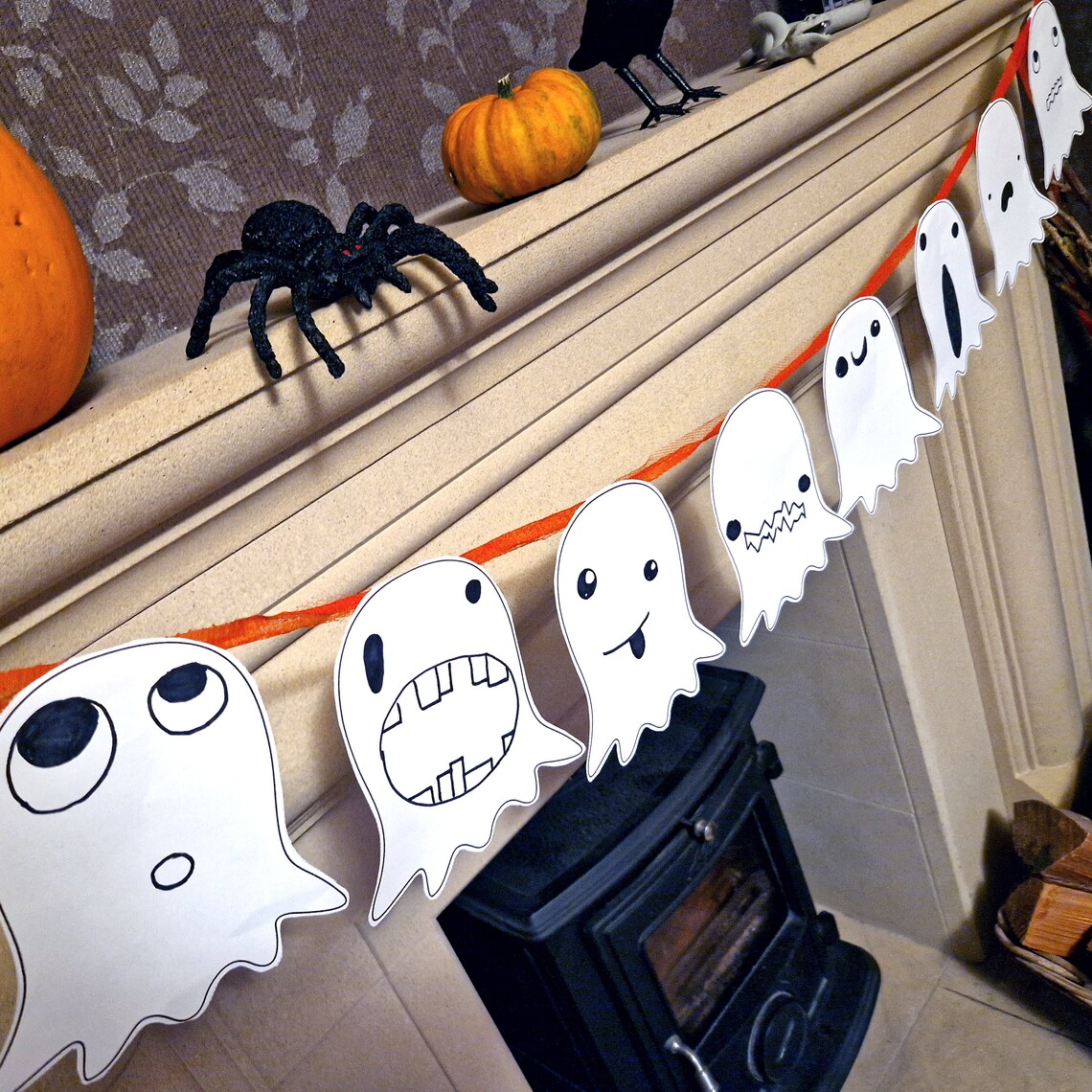 Ghost Bunting Cut & Paste Craft, Halloween Party Decoration Kit, Kids ...