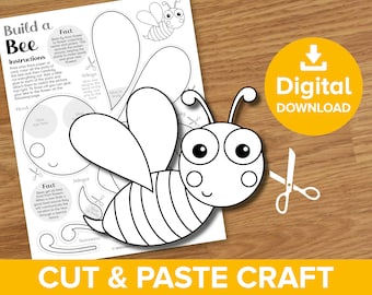 Caterpillar Cut & Paste Craft Printable, Spring Bug Color and Build Kit ...