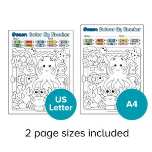 Ocean Color by Number Worksheet, Marine Life Picture Reveal, in the Sea ...