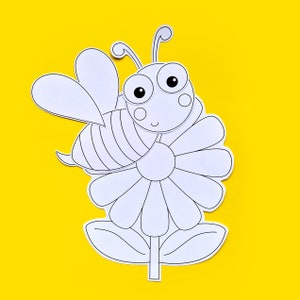 Bee Cut & Paste Craft Printable, Spring Bug Color and Build Kit, Summer ...
