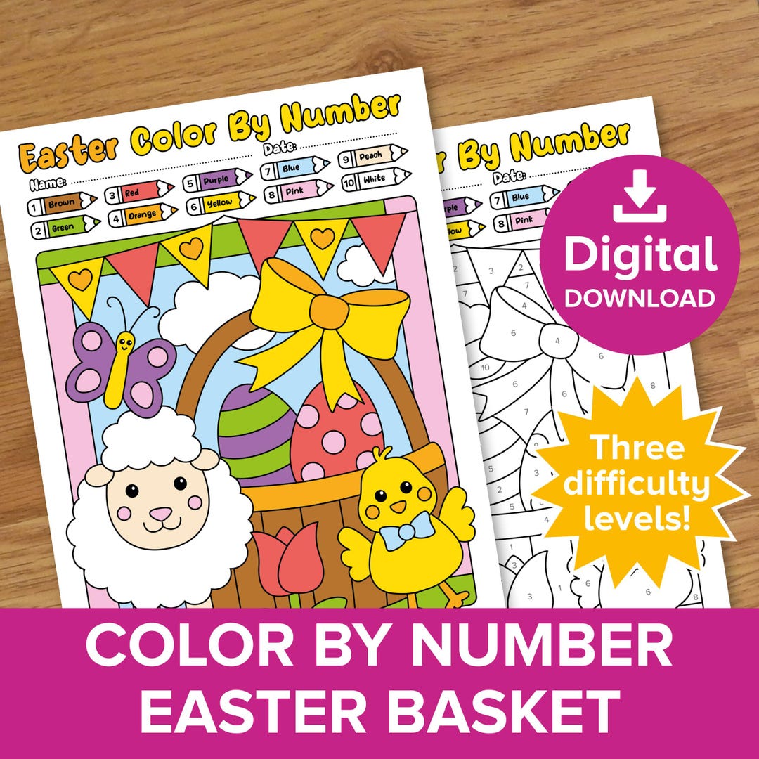Easter Color by Number Worksheet, Spring Garden Picture Reveal, Egg ...